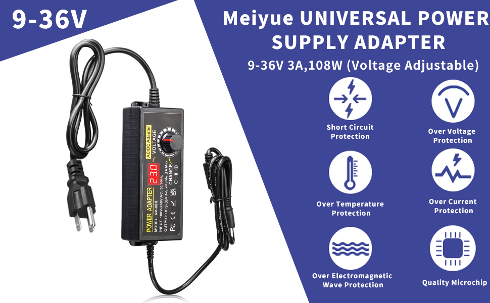 Amazon.com: 108W Universal Power Supply Adjustable DC 9~36V 3A Variable Switching Power AC/DC ...