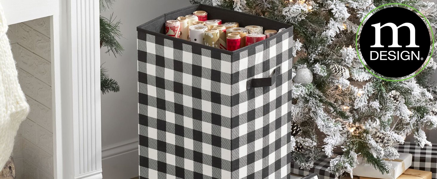 Amazon.com: mDesign Square Gift-Wrap and Ornament Storage Box with ...