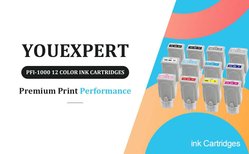 Amazon.com: PFI-1000 12Color Pack Ink Cartridge Replacement for Canon imagePROGRAF PRO-1000 ...