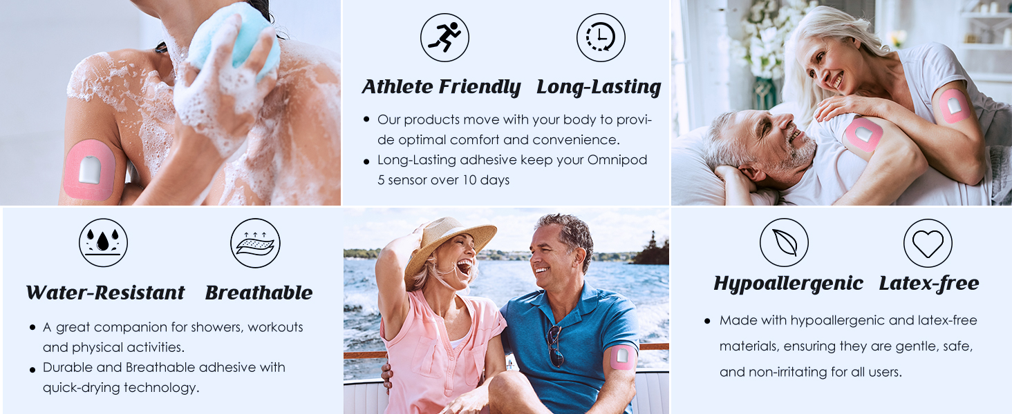 20 Pack Adhesive Patches For Omnipod 5 Waterproof Sensor Covers Easy To Use Pre