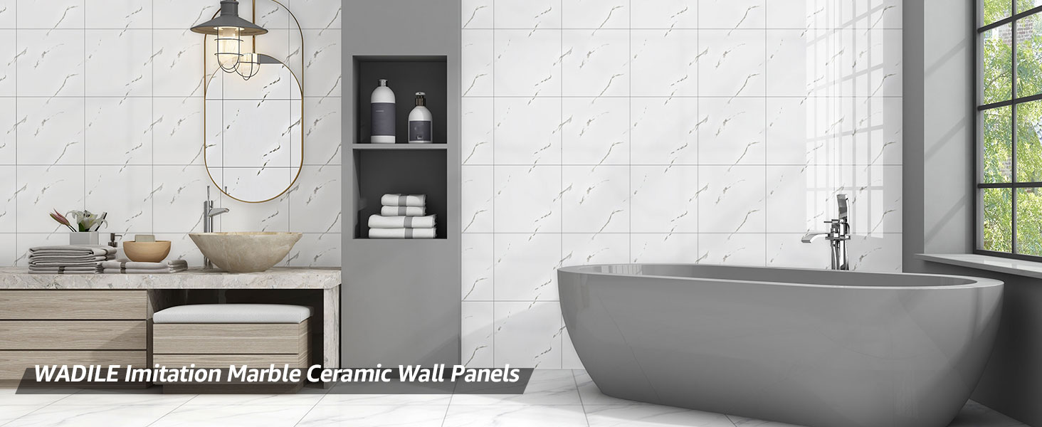 WADILE 10pcs Peel and Stick Tile Shower Waterproof Marble Tiles Wall ...