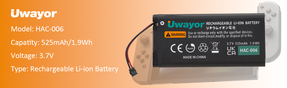 Amazon.com: Uwayor Joy Con Battery Replacement, 4 Pack HAC-006 Battery for Nintendo Switch HAC ...