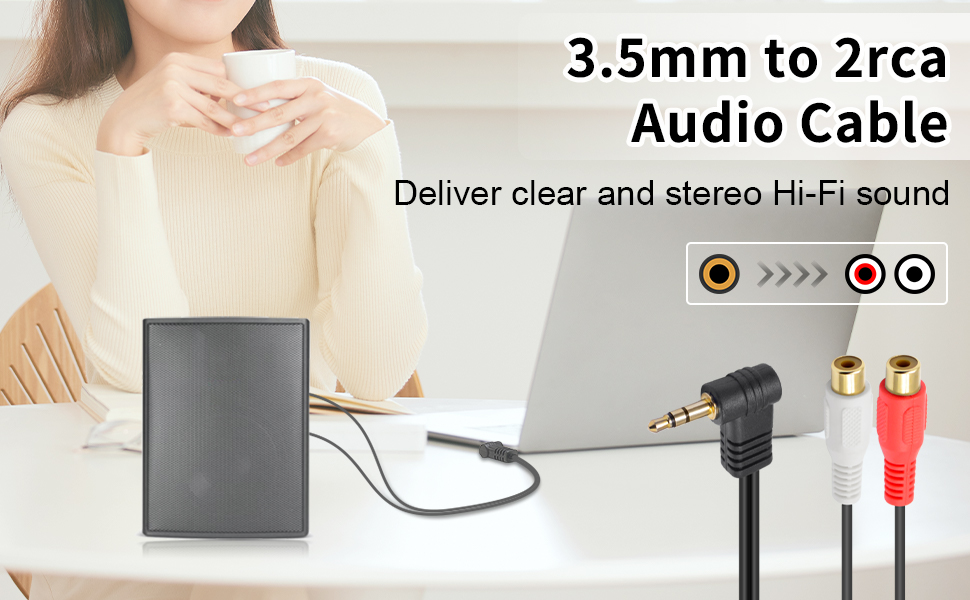 Amazon | Poyiccot L型 RCA 3.5mm 変換ケーブル、 3.5mmステレオミニプラグ(メス) - 2RCA(オス) 赤白ケーブル RCA 分岐 Y型 3.5mm to ...