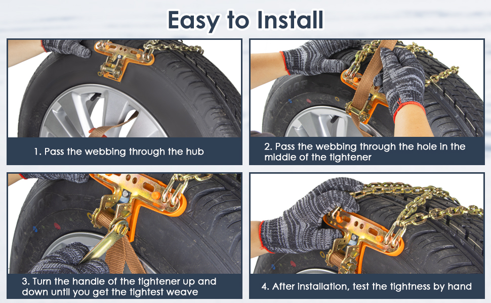 Amazon.com: Snow Chains, 6 Packs Emergency Anti Slip Tire Chains, Adjustable Universal ...
