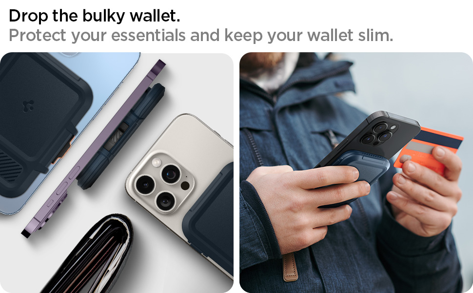 Amazon.com: Spigen Lock Fit (MagFit) Magnetic Wallet Hardshell Heavy Duty Case Card Holder 6 ...