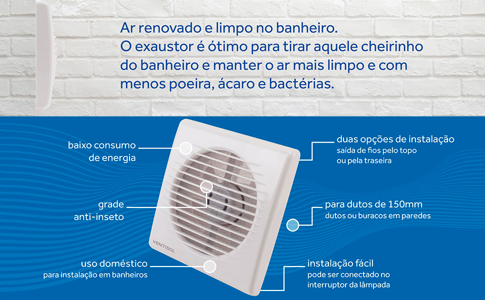 Ventisol ventilador axial exaustor para banheiro exb 150mm bivolt premium, Modelo: 12349 ...