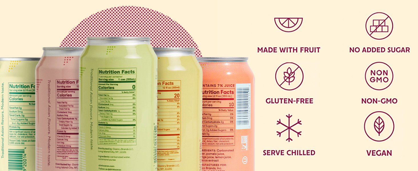 Amazon.com: Sanzo Flavored Sparkling Water Variety 12-Pack - Lychee (Berry), Yuzu (Lemon ...