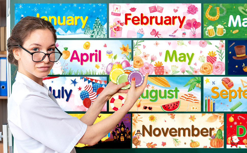 Amazon.com: 48 Pack Holiday Monthly Headliners 12 Months of The Year ...