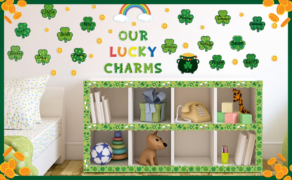 Amazon.com: AsodSway St. Patrick's Day Shamrock Bulletin Board Cutouts ...