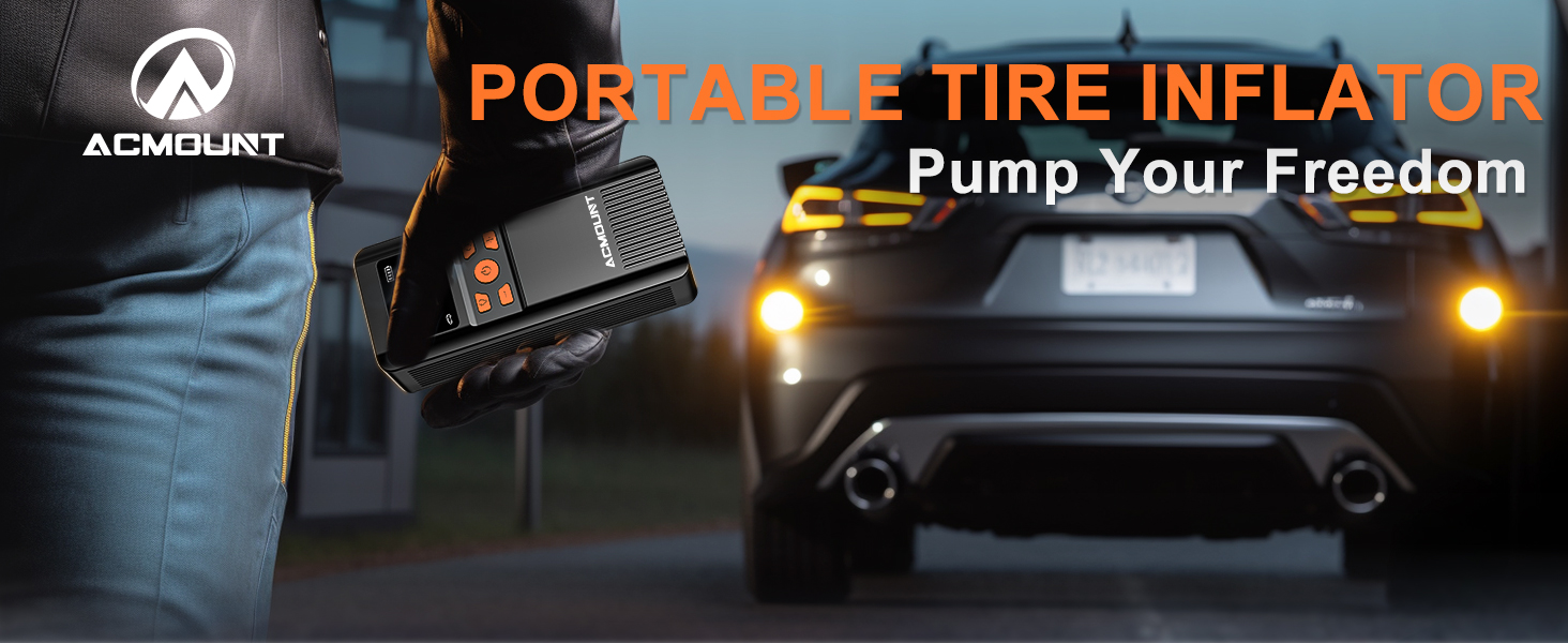 Acmount Tire Inflator Portable Air Compressor, 150PSI Cordless Tire Inflator, 2X Faster ...