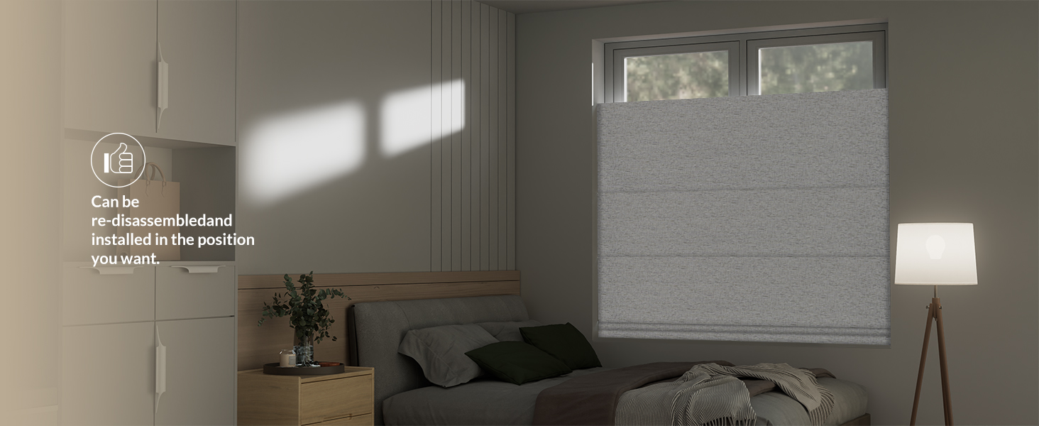 Amazon.com: Boolegon No Drill Cordless Roman Shades for Windows, No ...