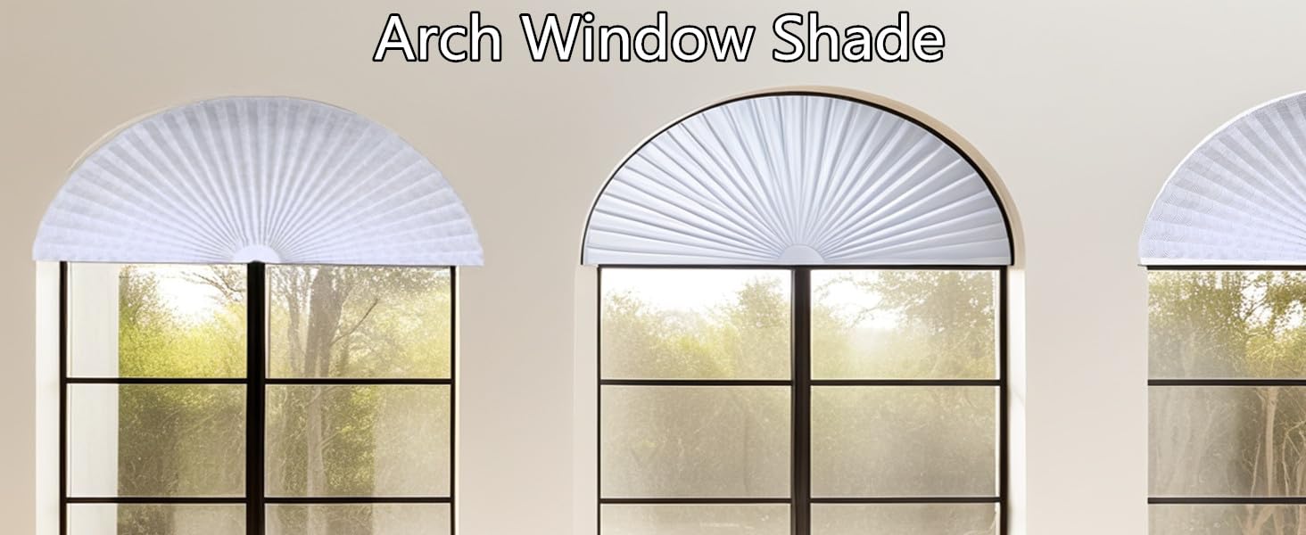 Amazon.com: Garayma Arch Window Shade Half Circle Pleated Shade Blinds 60%-70% Shade Upgrades ...