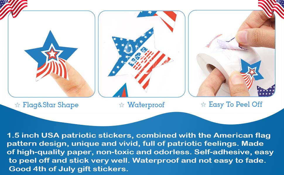 Amazon.com: 500 Pcs Patriotic Stickers,Patriotic Label Star US Flag Stickers,4th of July ...