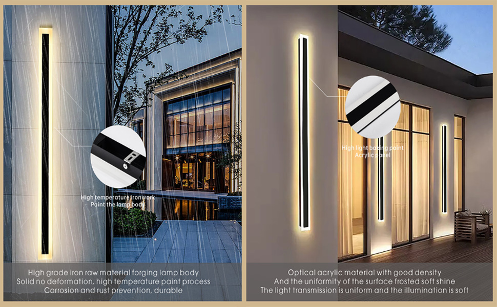 Amazon.com: Yongjishun 2 Pack 47INCH Long Outdoor LED Wall Light,38W Waterproof IP65 Warm White ...