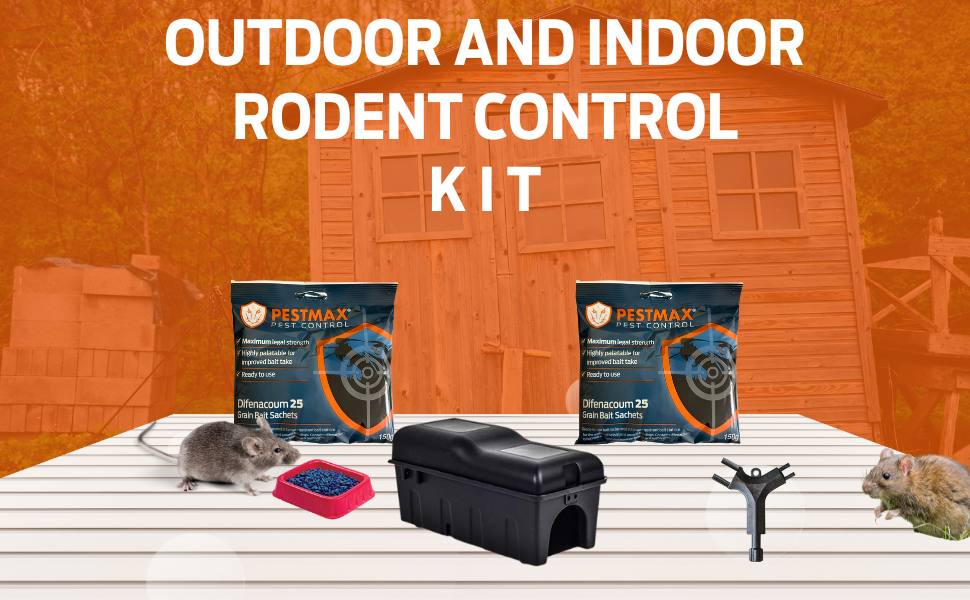 PESTMAX Rat Bait Box with Rat Poisoning Sachets - Professional Bait Station Rodent Control Kit ...