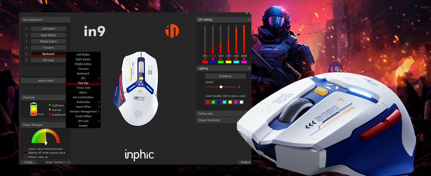 Amazon.com: INPHIC IN9 Wireless Gaming Mouse, True Tri-Mode Bluetooth/Type-C Wired/2.4G Wireless ...