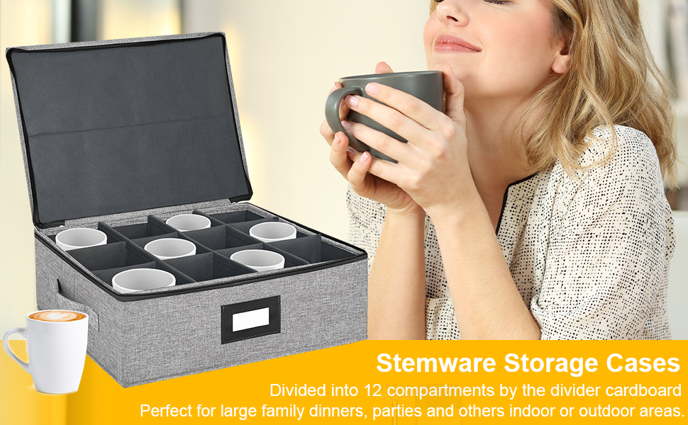 Amazon.com: VERONLY Mug Storage Box with Dividers, China Storage ...
