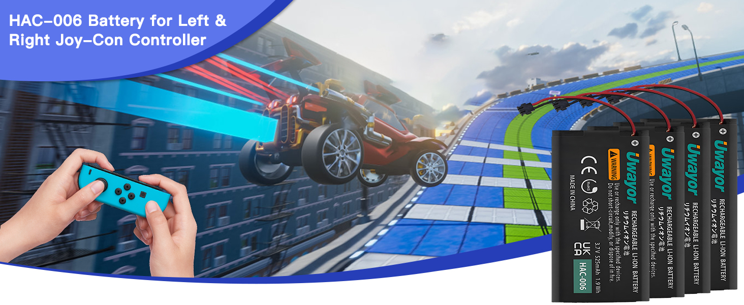 Amazon.com: Uwayor Joy Con Battery Replacement, 4 Pack HAC-006 Battery for Nintendo Switch HAC ...