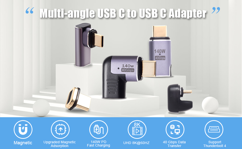 IVIVTOR Magnetic USB C Adapter - 2 packs 140W Fast Charging magnetic usbc connector - 24 Pin ...