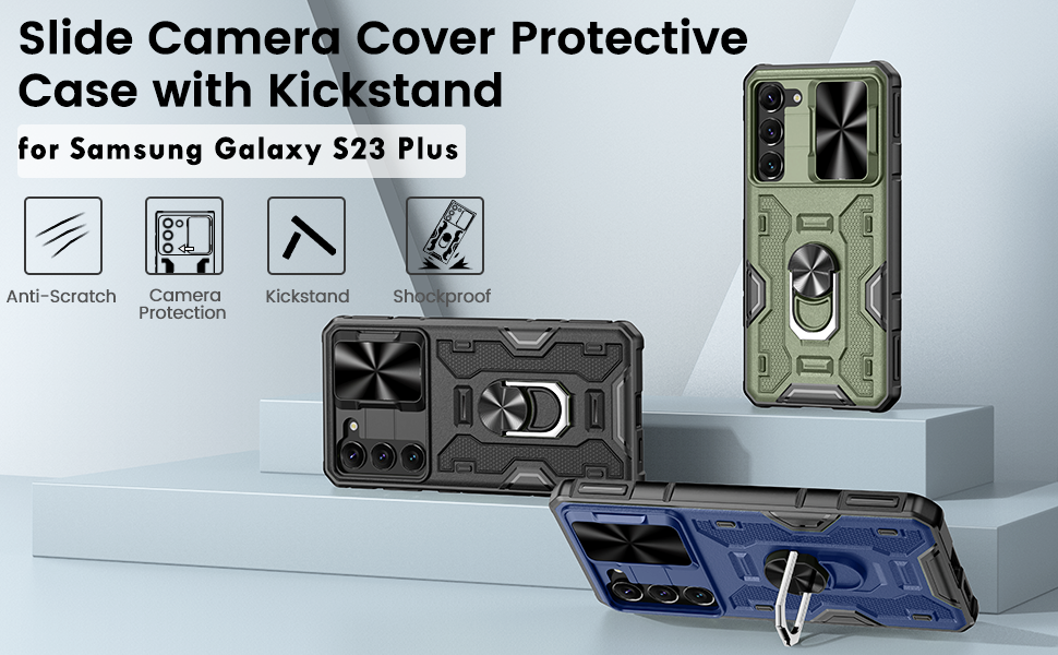 Amazon.com: Caka for Samsung Galaxy S23 Plus Case, S23 Plus Case with Slide Camera Cover ...