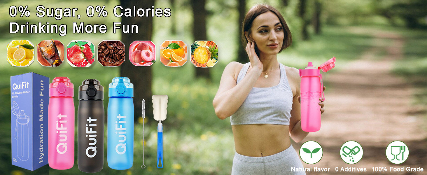 Amazon.com: QuiFit Air Water Bottle with 7 Flavor Pods, Flavored Water with Straw, Scented BPA ...