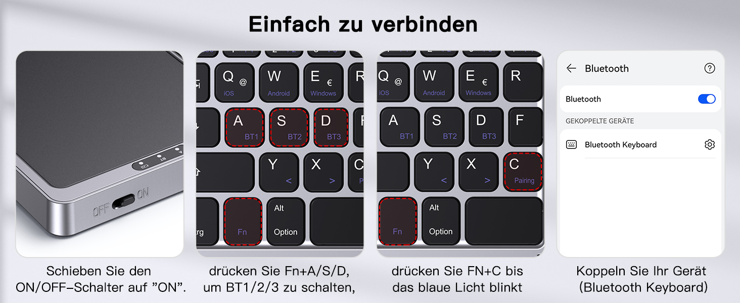 OMOTON Foldable Bluetooth Keyboard with Touchpad, Wireless Folding Keyboard, Multi-Device and ...