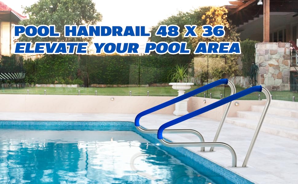 Amazon.com: Idzo Pool Rail 48x36 Pool Railing 304 Stainless Steel 250LBS Load Capacity Silver ...