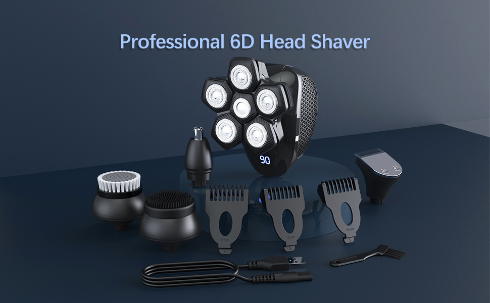 Bestauty Electric Shaver for Bald Men, 6D Upgraded 6-in-1 Head Shaver for Bald Men, IPX6 ...