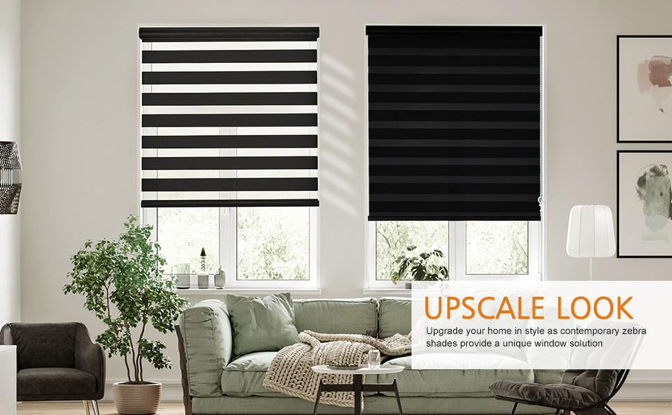 Amazon.com: Persilux Custom Size Zebra Roller Window Shades Dual Layer Roller Sheer Shades ...