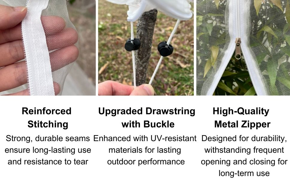Amazon.com : 15ft x 15ft Fruit Tree Netting Cover with Zipper & Drawstring, Insect Bird Barrier ...