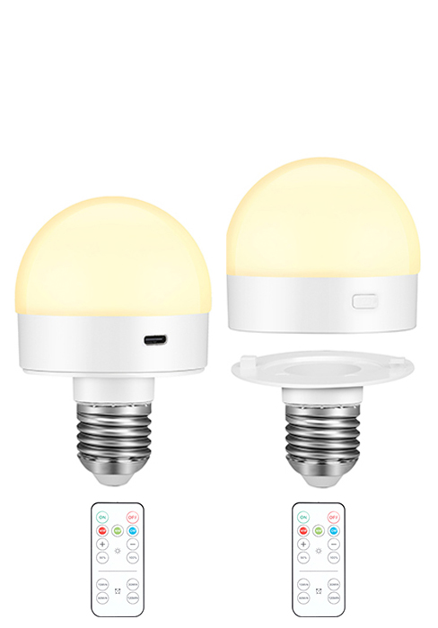 Eocean E27 Rechargeable Light Bulbs with Remote Control, Wireless Light ...