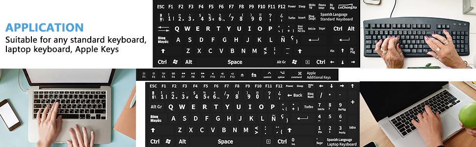 Spanish Keyboard Stickers, Keyboard Letter Stickers, Sticker White Font ...