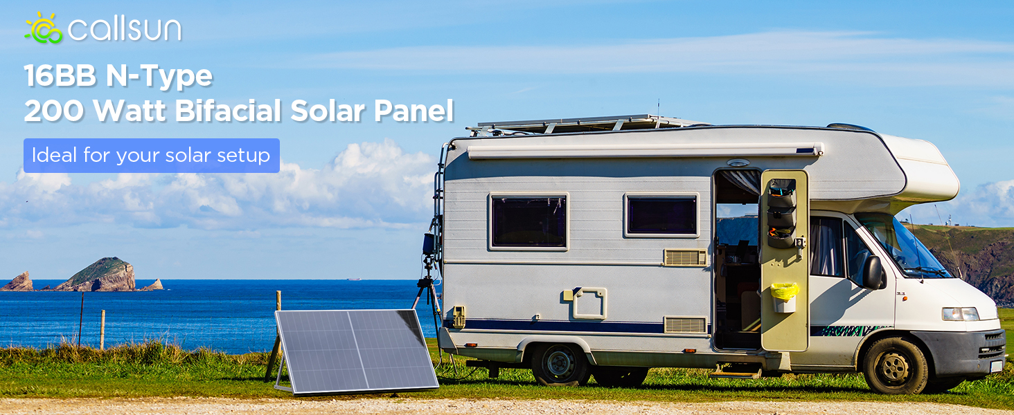 Amazon.com : Callsun N-Type 16BB Bifacial Solar Panel 200 Watt,12V 200W Monocrystalline Solar ...