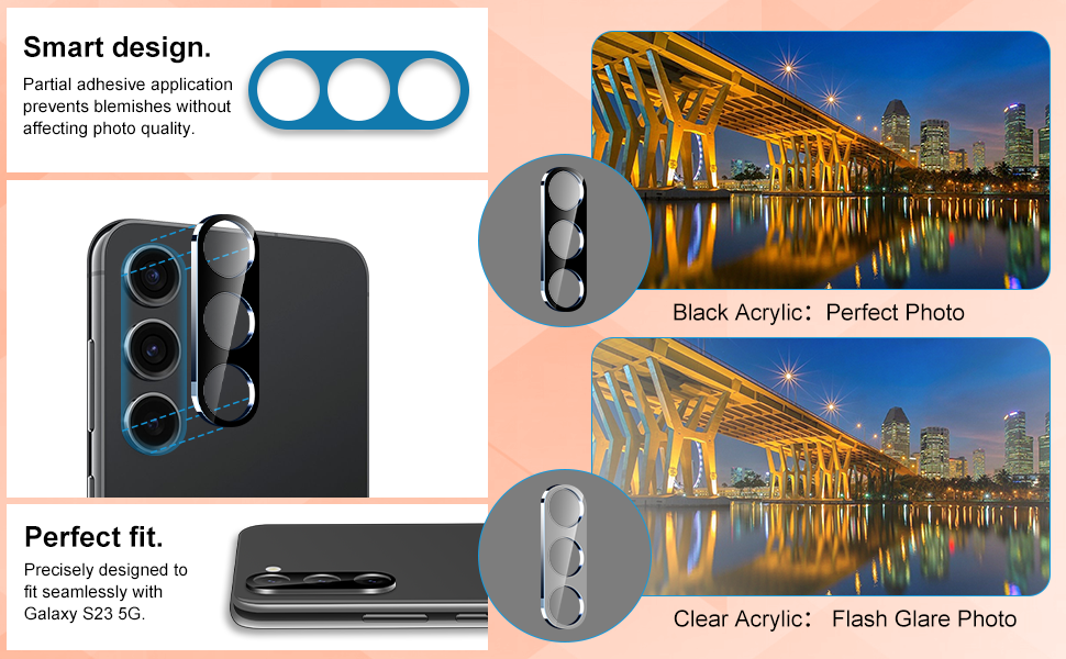 Amazon.com: LYWHL 3+2 Pack Design for Samsung Galaxy S23 5G Screen Protector with Camera Lens ...