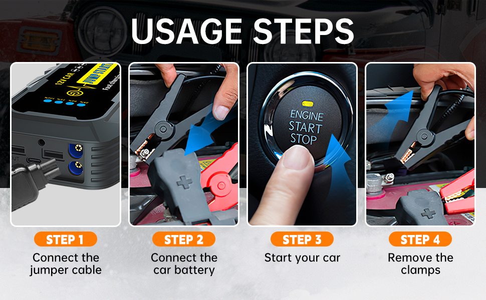 Higoom Car Jump Starter, 1500A Peak Portable Car Battery Booster, Jump Starter Power Pack for ...