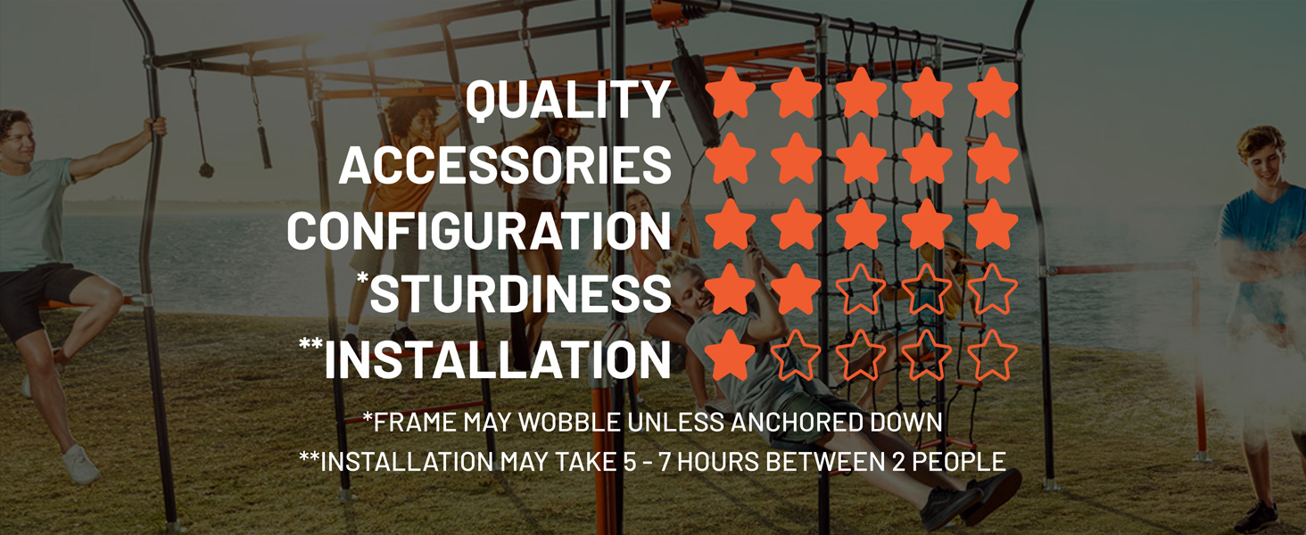 Amazon.com: Vuly Ninja Quest Monkey Bars Extra Large Ninja Warrior Playset & Jungle Gym with ...