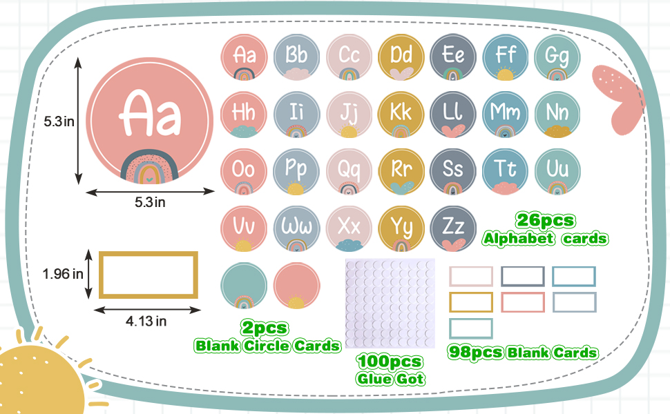 Amazon.com: 126pcs Word Wall Bulletin Board Set Boho Rainbow Alphabet ...