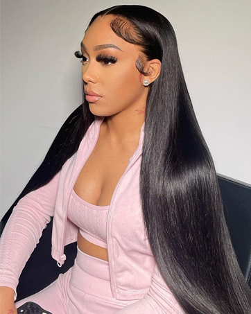 Amazon.com : AUOU 30 Inch 13x6 Lace Front Wigs Human Hair 200 Density Straight HD Lace Front ...