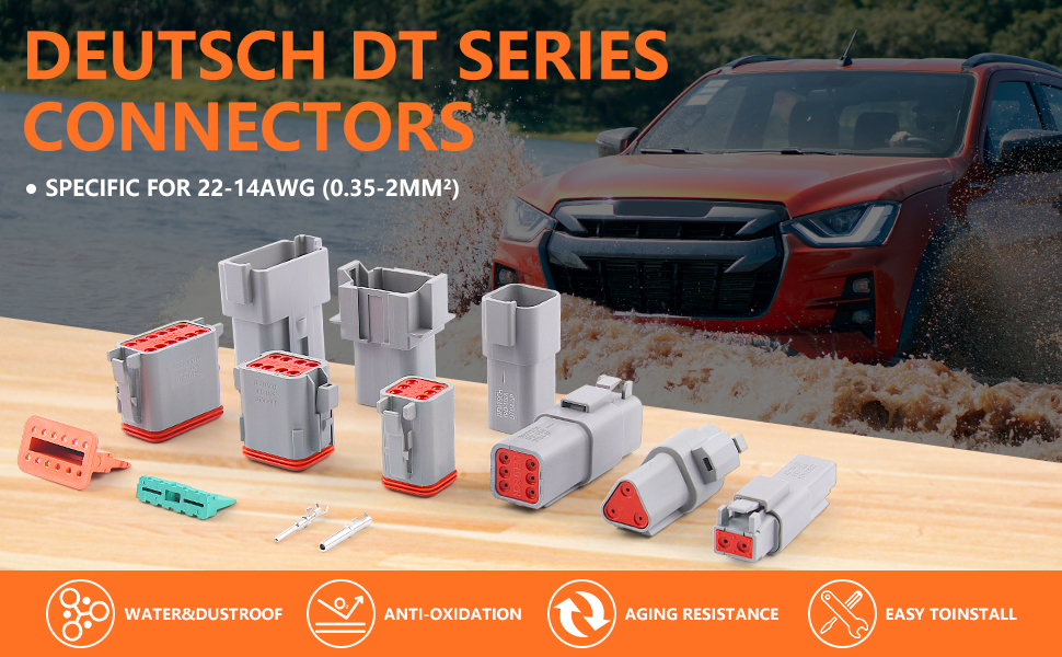 Kit de conectores Deutsch de 188 unidades, Newdeli 8 juegos de 2/3/4/6/8/12 pines para automóvil ...