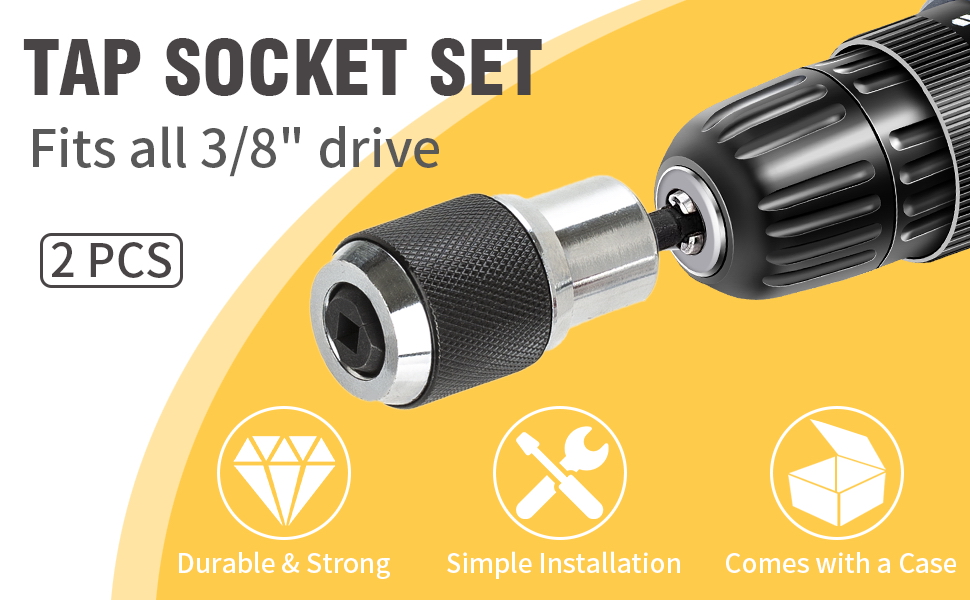 REBRA 2PCS Tap Socket Set, Tap Extractor Tool with Adjustable Jaws, Tap Holder Suitable for Taps ...