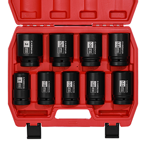 Amazon.com: CASOMAN 1-Inch Drive Spindle Axle Nut Impact Socket Set, Deep, 1" to 2", 9PCS Impact ...