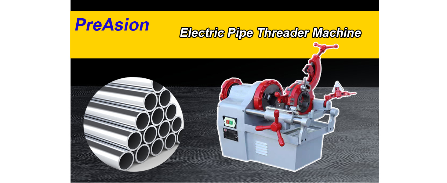 PreAsion Electric Pipe Threader Machine, 1/2"-2" Power Pipe Threading Machine, 110V Threading ...