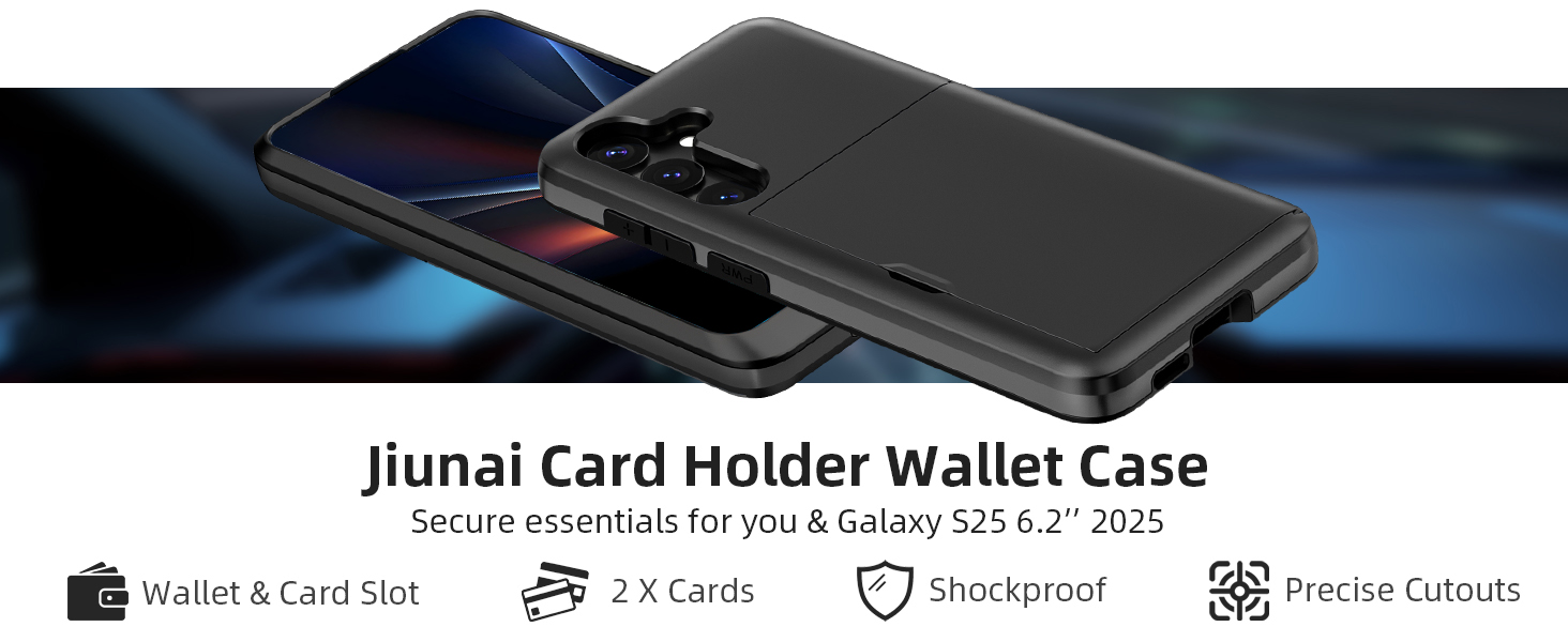 Amazon.com: Jiunai for Samsung Galaxy S25 Case Wallet, Card Holder for 2 Cards IDs License ...