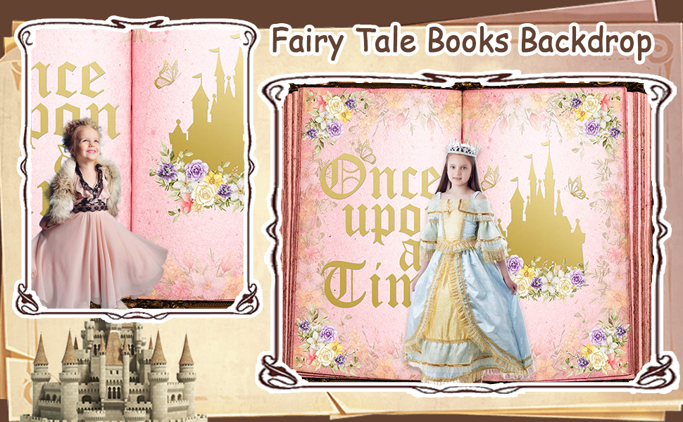 Amazon.com : AIBIIN 8x6ft Once Upon a Time Backdrop Pink Fairy Tale ...