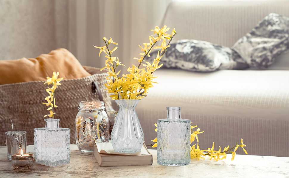 Amazon.de: Cieex Kleine Glasvase Set, 12St kleine Vasen für Tischdeko, Tischvase Vintage Deko ...