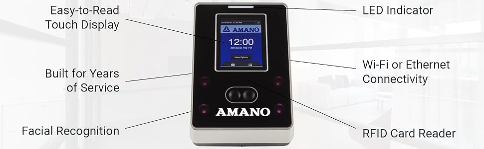 Amazon.com: AMANO AFR-100 Facial Recognition Touch Screen Time Clock, Face + RFID + PIN, WiFi ...