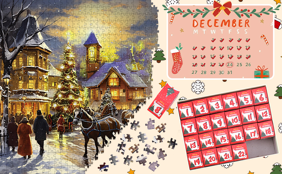 Amazon.com: Dreamtop Advent Calendar Puzzles for Adults,Advent Calendar 2024 Christmas Jigsaw ...