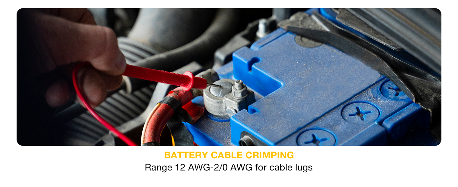 YUZES Hydraulic Crimping Tool and Cable Cutter, 12 AWG to 00 (2/0), 10 Tons Battery Cable ...