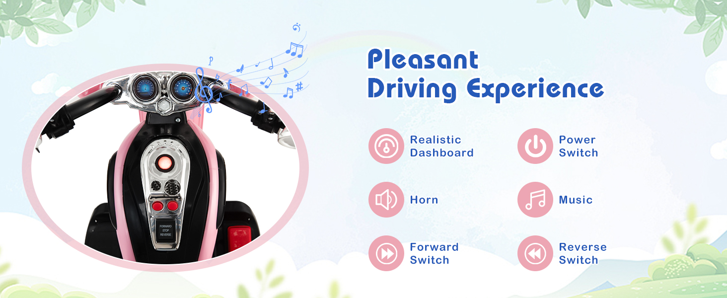 Amazon.com: HONEY JOY Pink Kids Motorcycle, 6V Battery Powered Toddler Chopper Motorbike Ride On ...