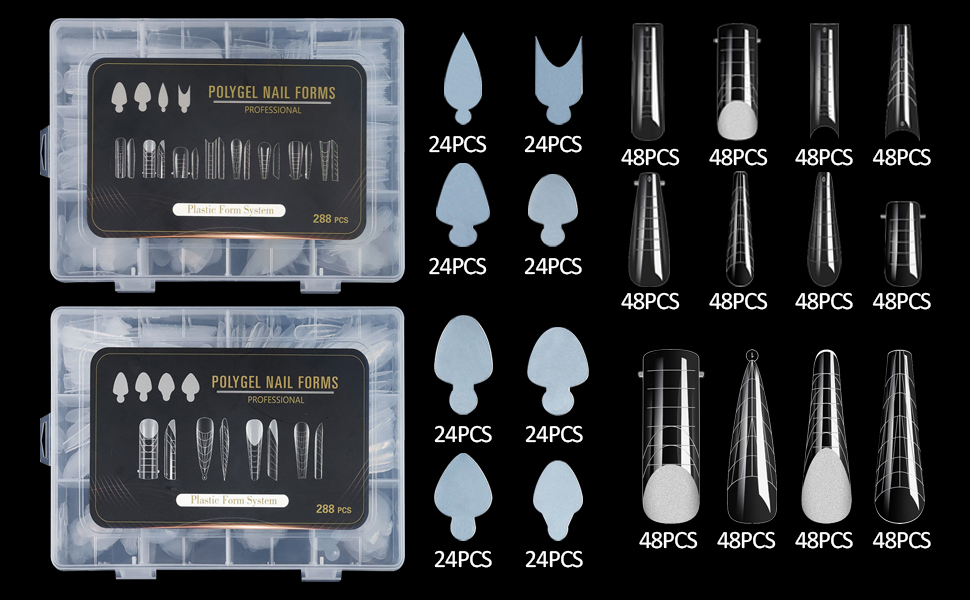 U-Shinein French Nail Form Sticker Nail Shapes Set, 4 Types French Style Nail Sticker 4 Types ...